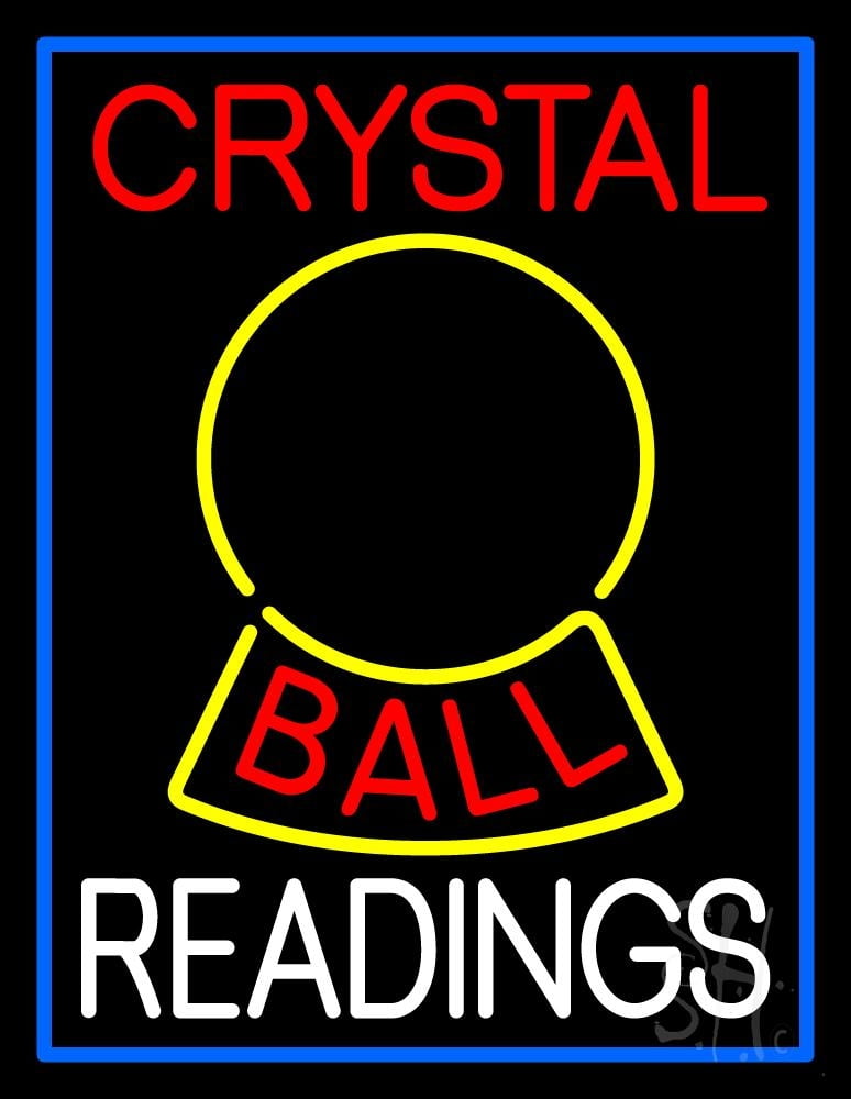 Red Crystal Ball White Reader LED Neon Sign 19" Tall x 15" Wide ...