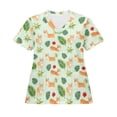 Binienty Corgi Tropical Print Healthcare Uniform for Women Stretchy V ...