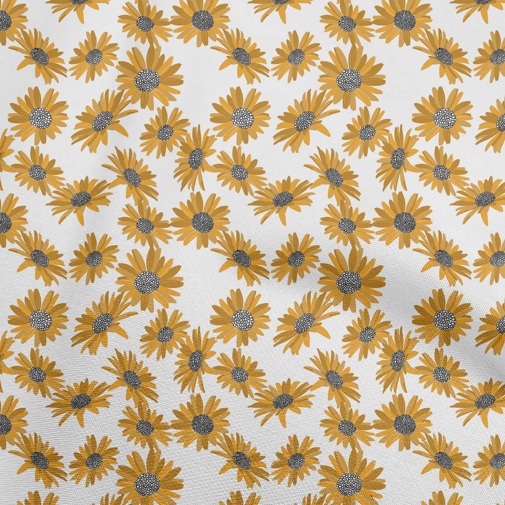 oneOone Cotton Poplin Dark Mustard Fabric Floral Sewing Material Print ...