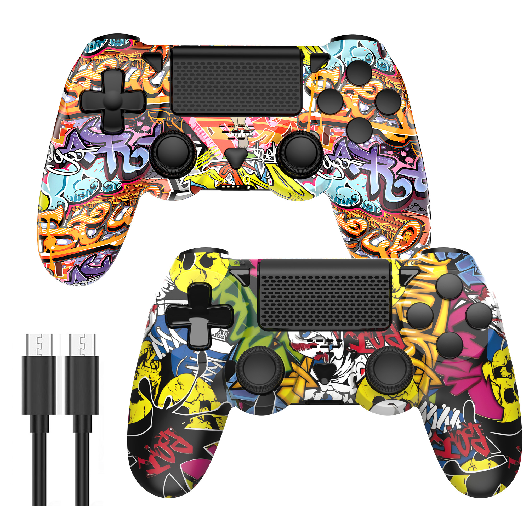 Bonadget 2 Pack PS4 Controller Wireless, with USB Cable/650mAh Battery ...