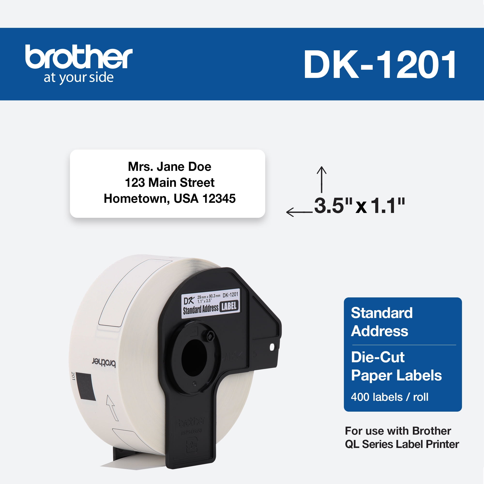 Brother Genuine DK-12013PK Die-Cut Standard Address Labels, 3 Rolls Per Box