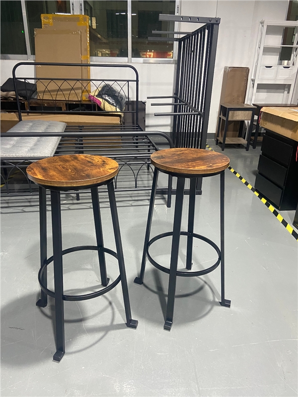 Topeakmart 2pcs 29.5''H Backless Metal Frame Bar Stools with Round Top ...