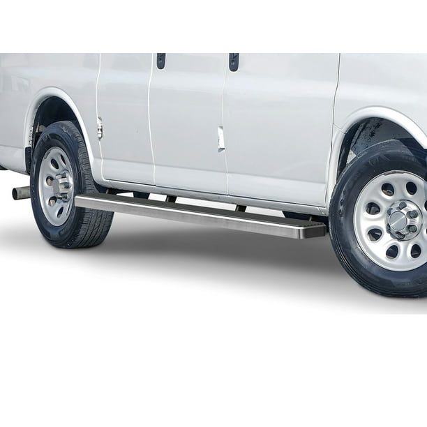 APS iBoard Running Boards 5 inches Silver Compatible with Chevy Express ...
