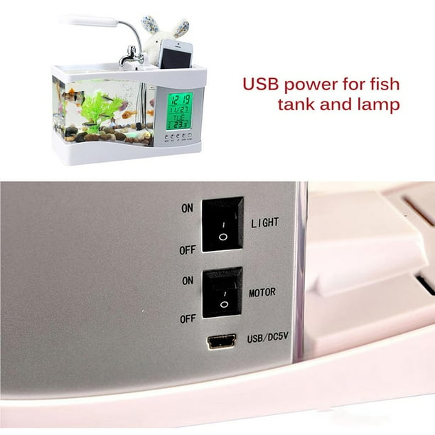 USB Desktop Aquariums Fish Tank Desktop Aquarium Fish with LED Light ...