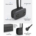 2 Pack Power Strip W/ 4 Outlets 3 USB Ports 4ft Short Extension Cord ...