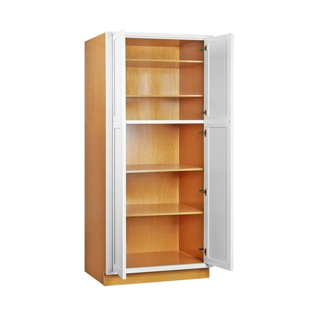 36" Wide 84" Tall Pantry Kitchen Cabinet Snow White Inset Shaker ...