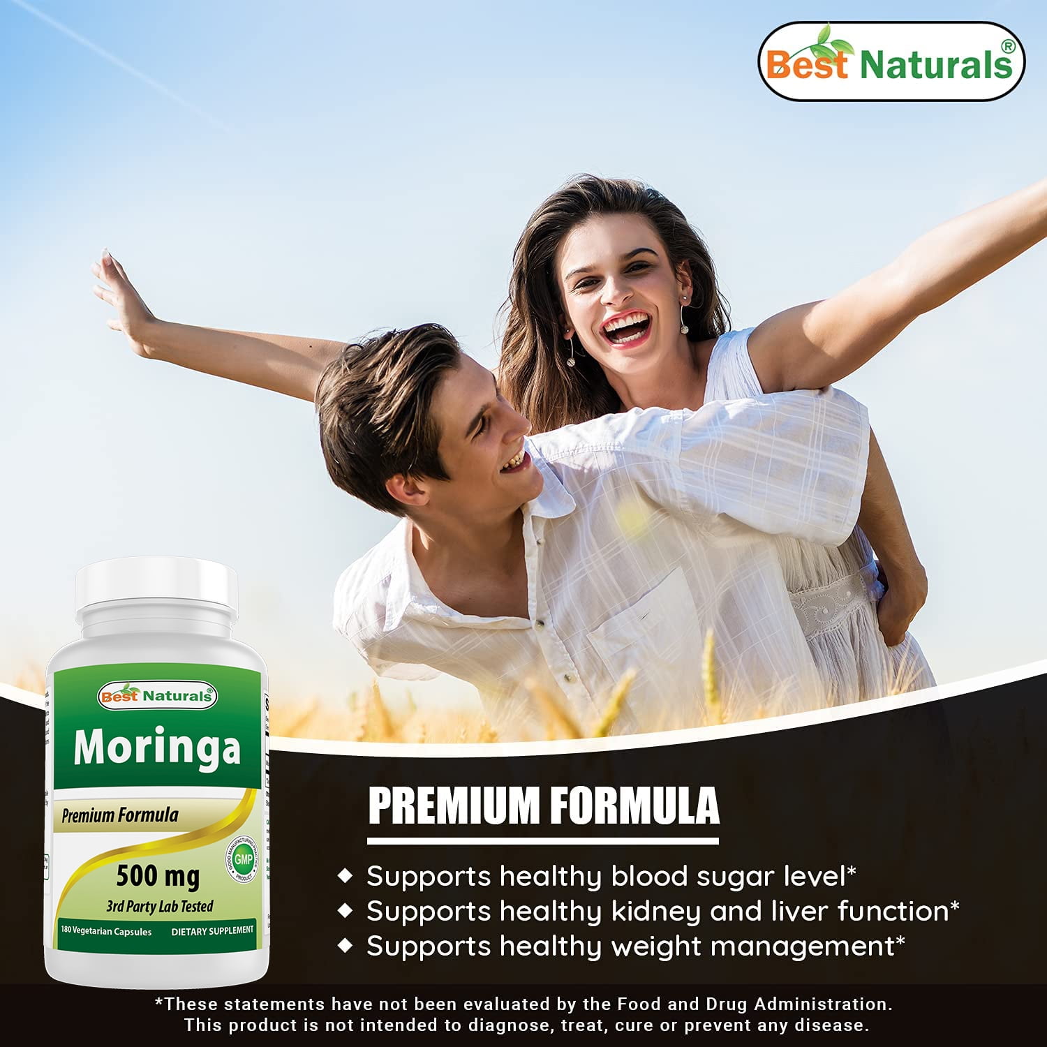 Buy 2 Pack Best Naturals Moringa 500 mg 180 Vegetarian Capsules Online ...