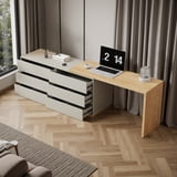 NessCarsti L-Shaped Vanity Desk with 6 Drawers, Expandable Adjustable ...