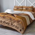 4 Piece Duvet Cover Set Full, Yellow Brown Plank Western Star Soft ...
