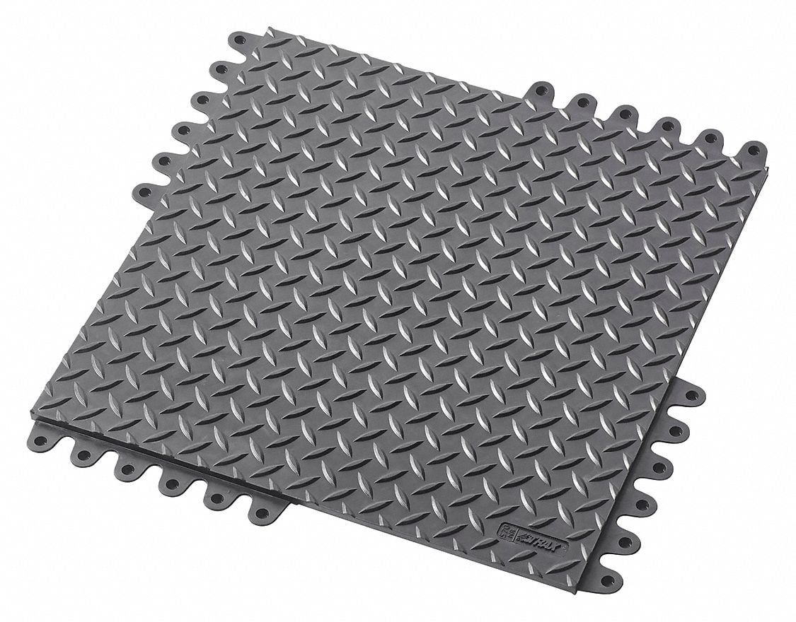 Heavy-Duty Interlocking Rubber Mat, 3/4 in x 18 in W x 18 L, Rubber ...