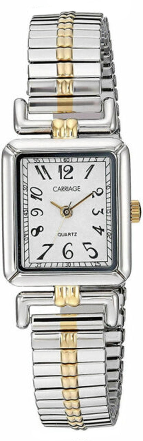 Viewpoint by Timex - Women's 20mm Rectangle White Dial Watch, Two-Tone ...