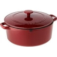 Chef's Classic Enameled Cast Iron Round Covered Casserole (Cardinal Red ...