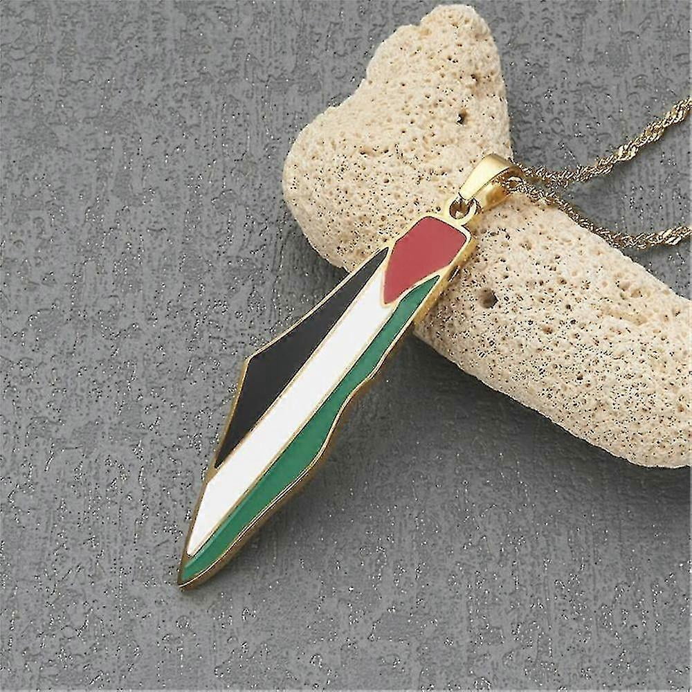 Gold Plated Palestine Flag Map Necklace Pendant With 50cm Chain ...