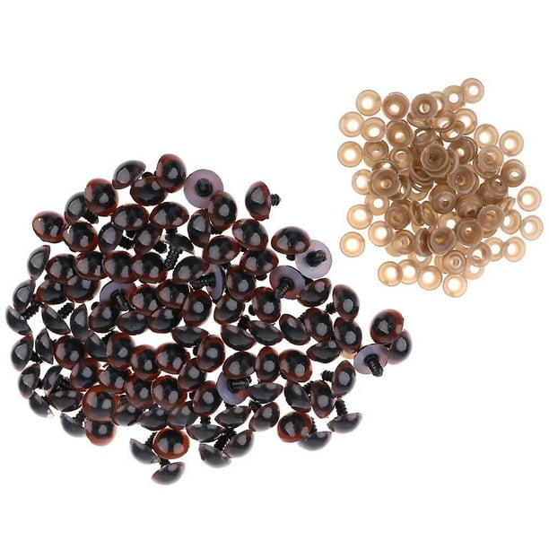 ZMNEW,100 Pieces 14mm Brown Plastic Safety Eyes With Backs For Bear ...
