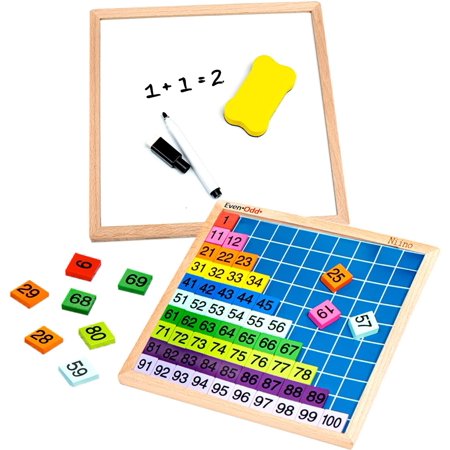 2 in 1 Wooden Math Montessori Learning Board & Whiteboard, 1-100 Chart ...