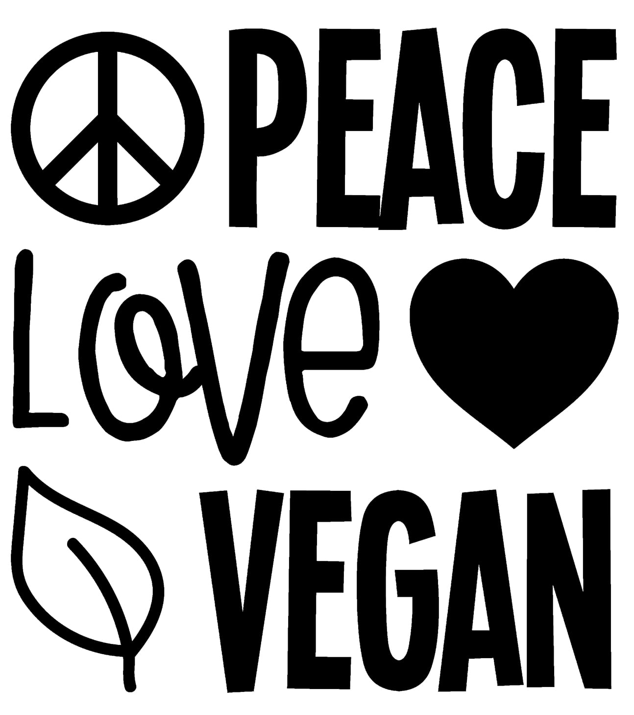 Peace Love Vegan Healthy Lifestyle Greens Fruit Veggies Wall Decals for ...