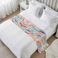 Abstract Stripes Bed Runner Twin Size Red Orange Blue Gradient Wavy ...