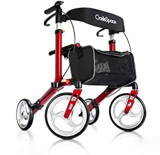 OasisSpace Aluminum Rollator Walker, with 10’’ Wheels and Seat Compact ...