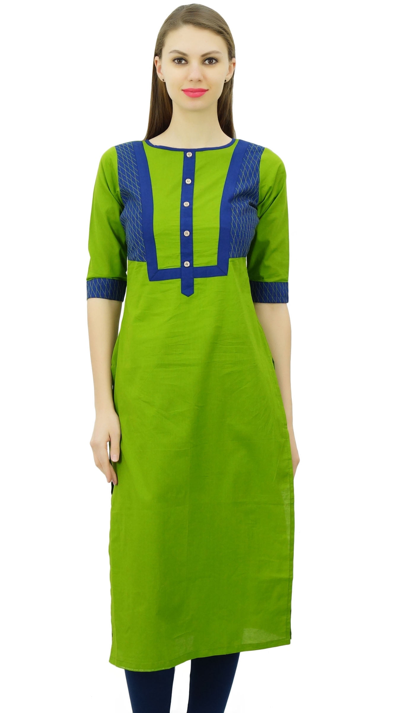Phagun Cotton Straight Kurti Tunic With Front Button Casual Kurta ...