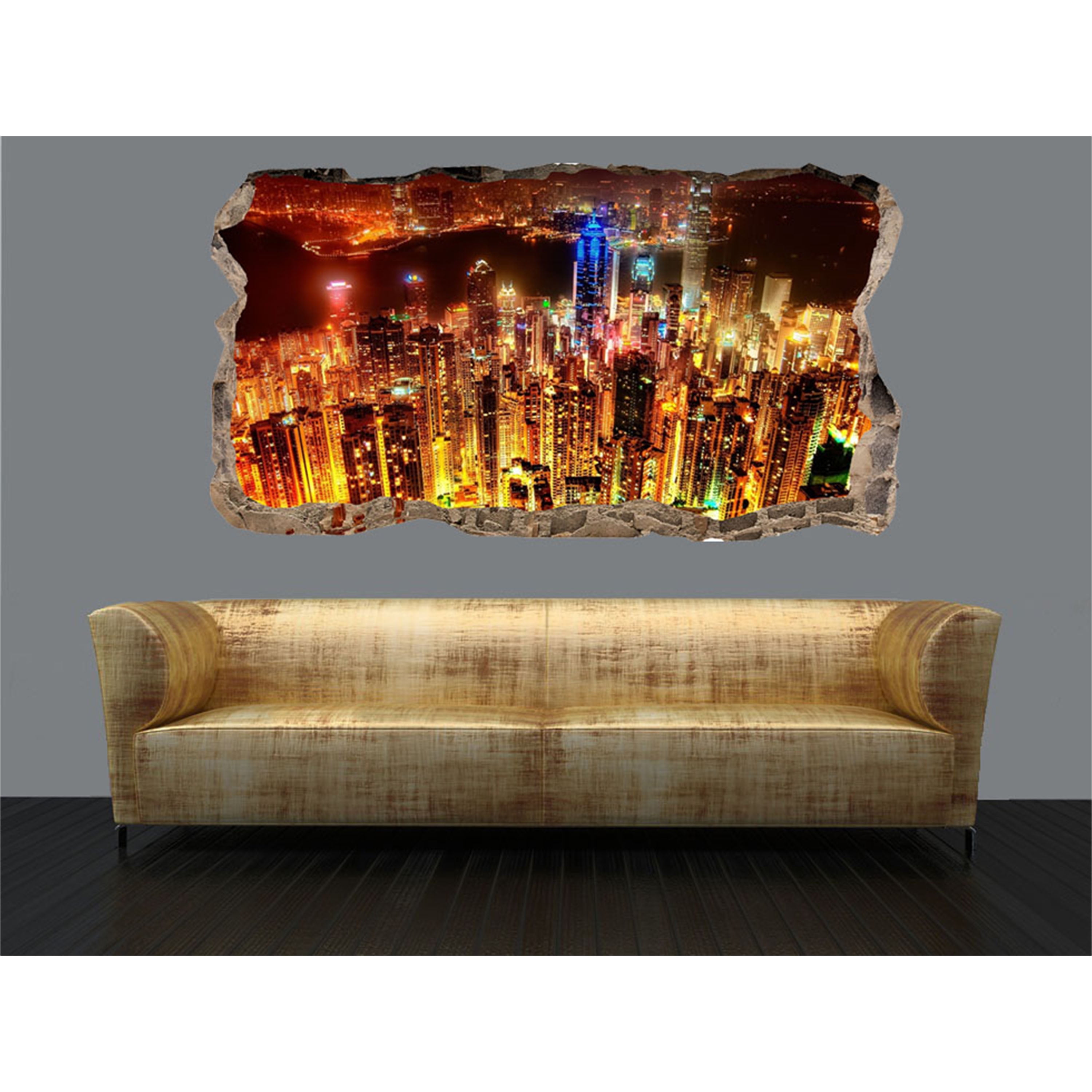 Startonight 3D Mural Wall Art Photo Decor Yellow Skyscrapers Amazing ...
