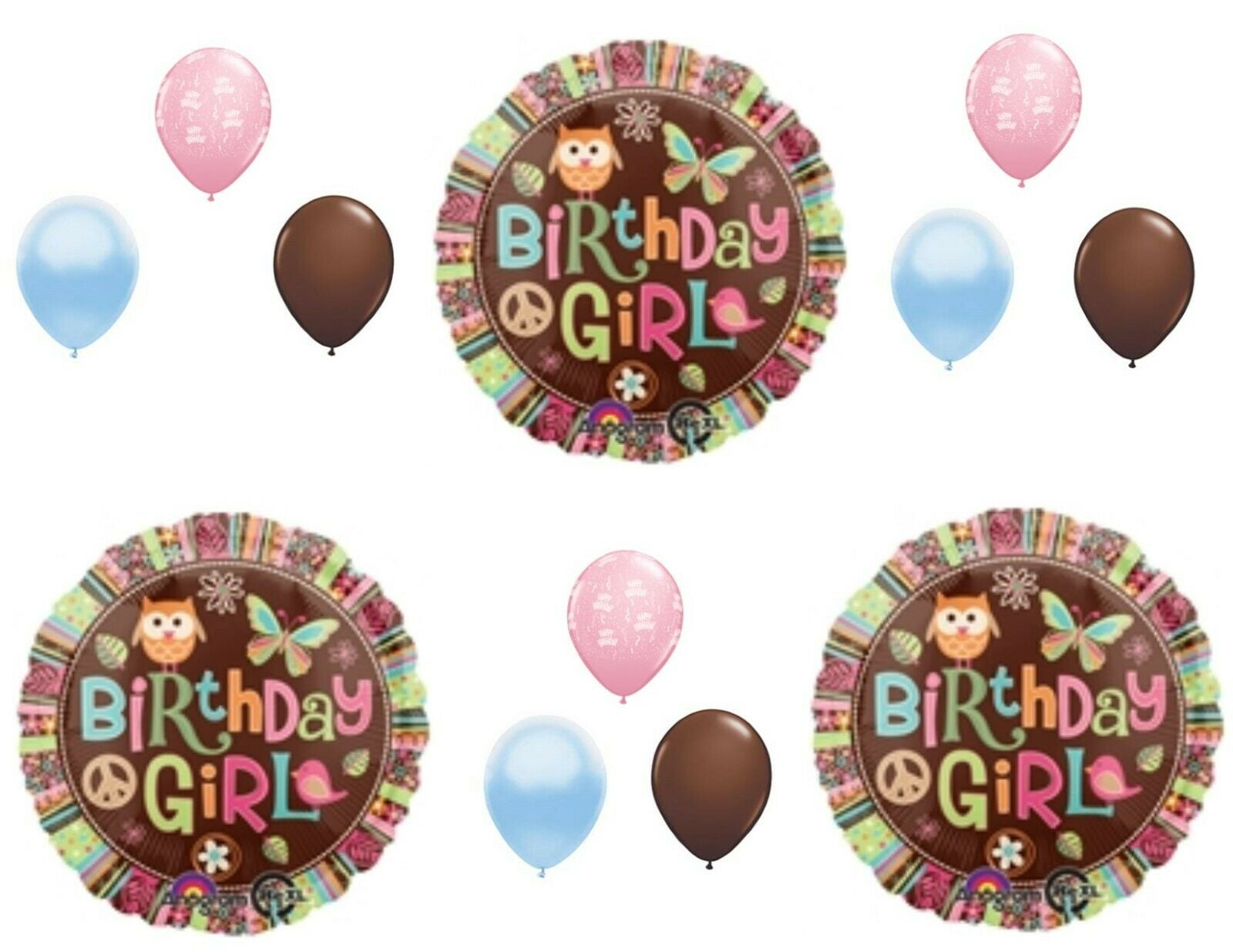 Owl Boho Hippie Chick Happy Birthday party balloons Decoration Supplies ...