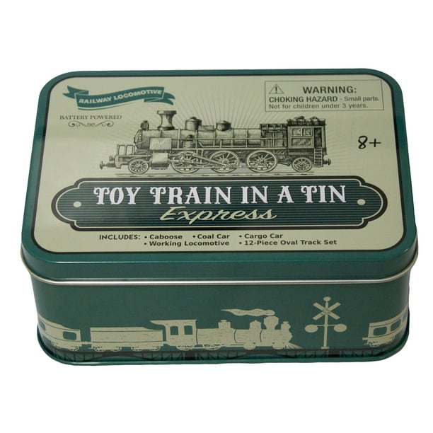 Toy Train In A Tin 16 Piece Plastic Toy Train Set In Collectible Tin ...