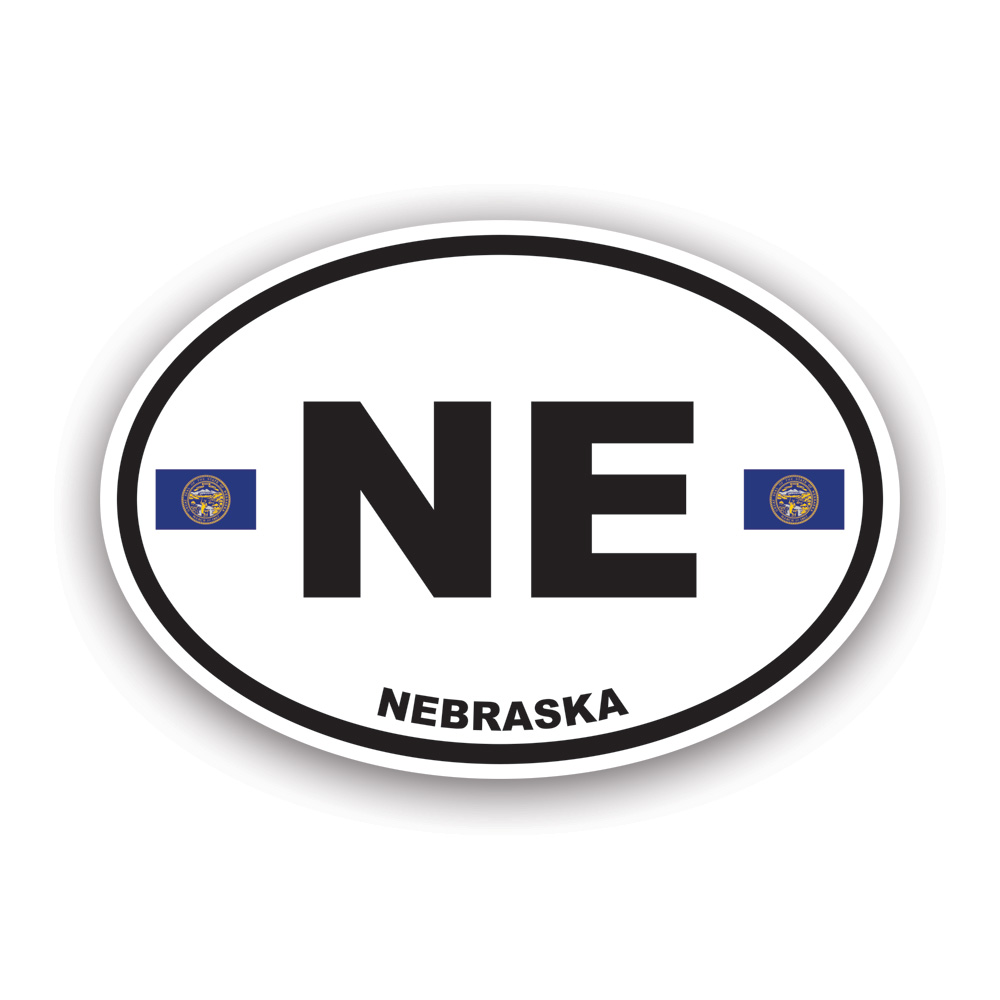 Nebraska Flag Oval Sticker Decal - Self Adhesive Vinyl - Weatherproof ...