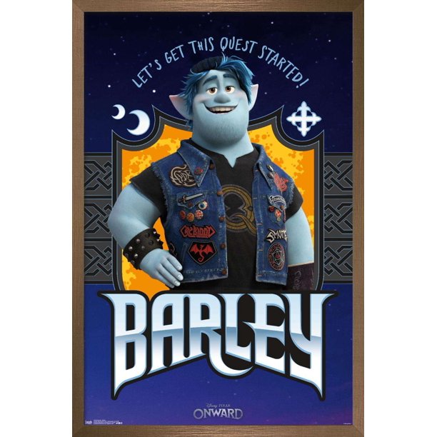 Disney Pixar Onward - Barley Wall Poster, 14.725" x 22.375", Framed ...