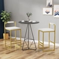 2Pcs Counter Height Bar Stools, Modern Low Back Velvet Upholstered Bar ...