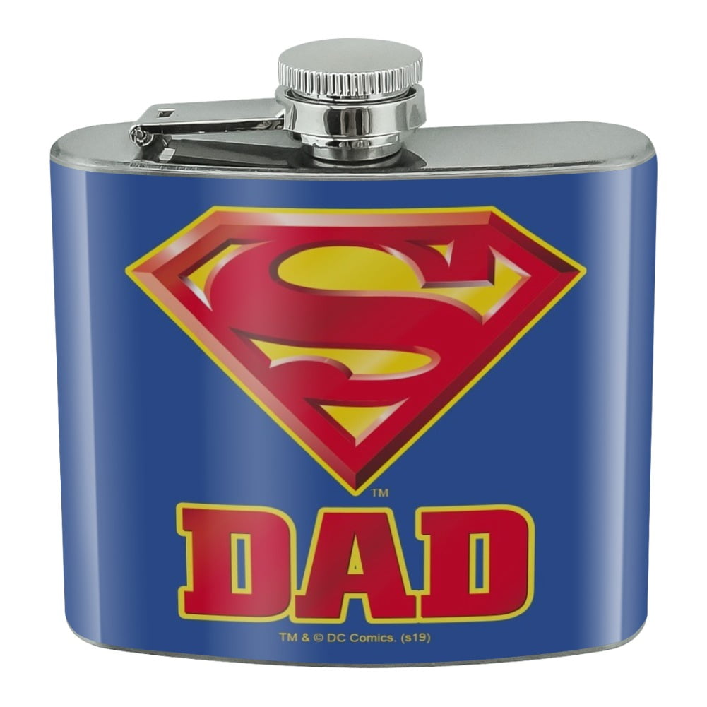 Superman Super Dad Shield Logo Stainless Steel 5oz Hip Drink Kidney ...