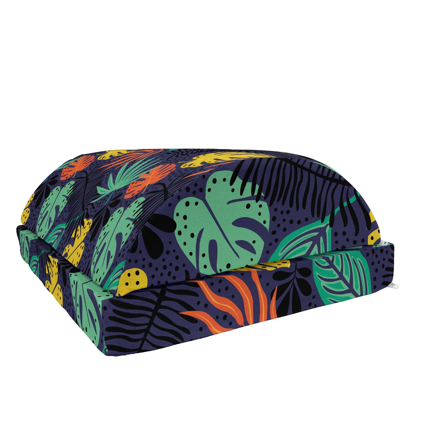 Leaves Foot Rest, Jumbled Pieces of Colorful Graphic Tropical Foliage ...