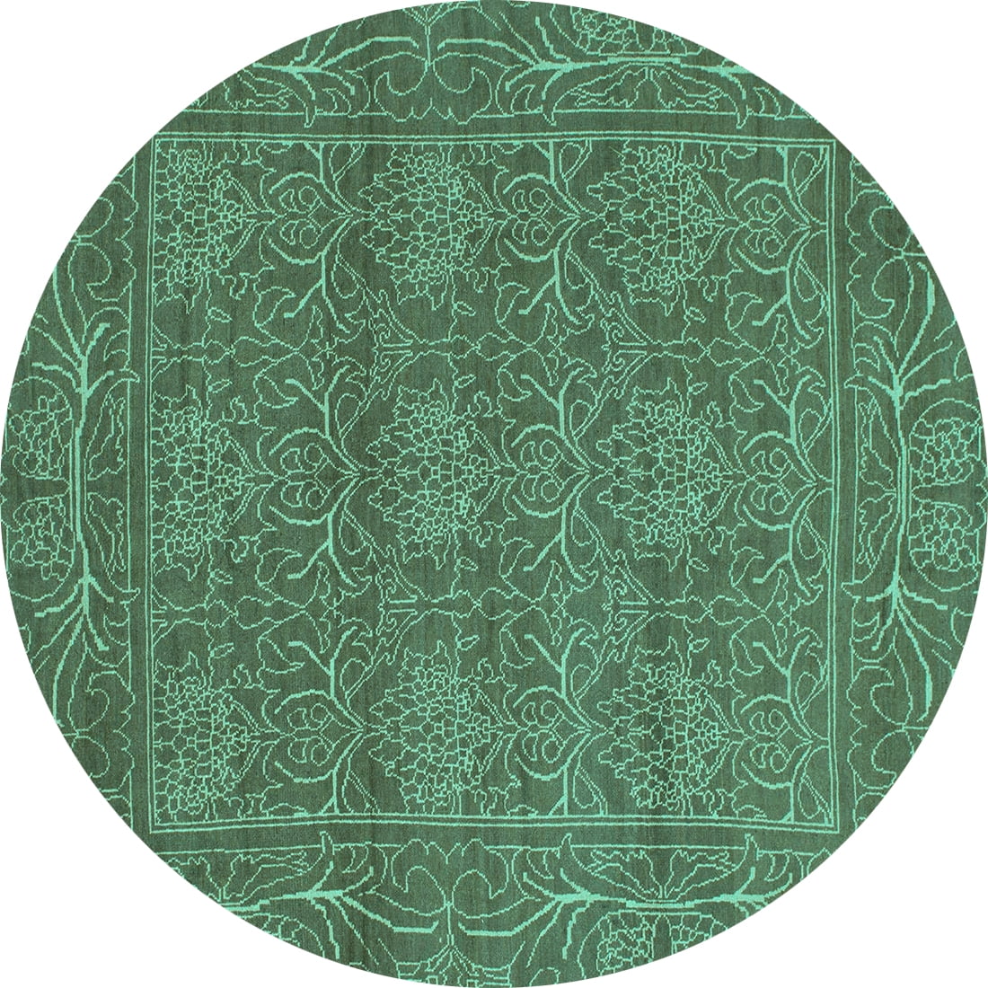Ahgly Company Machine Washable Indoor Round Abstract Turquoise Blue ...