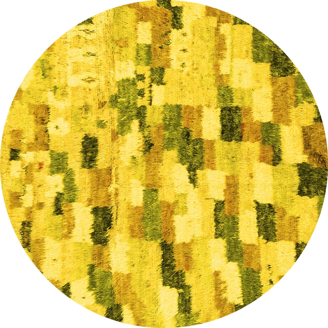 Ahgly Company Indoor Round Abstract Yellow Modern Area Rugs, 4' Round ...