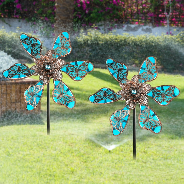 Kinetic Pinwheel Metal Garden Sculpture