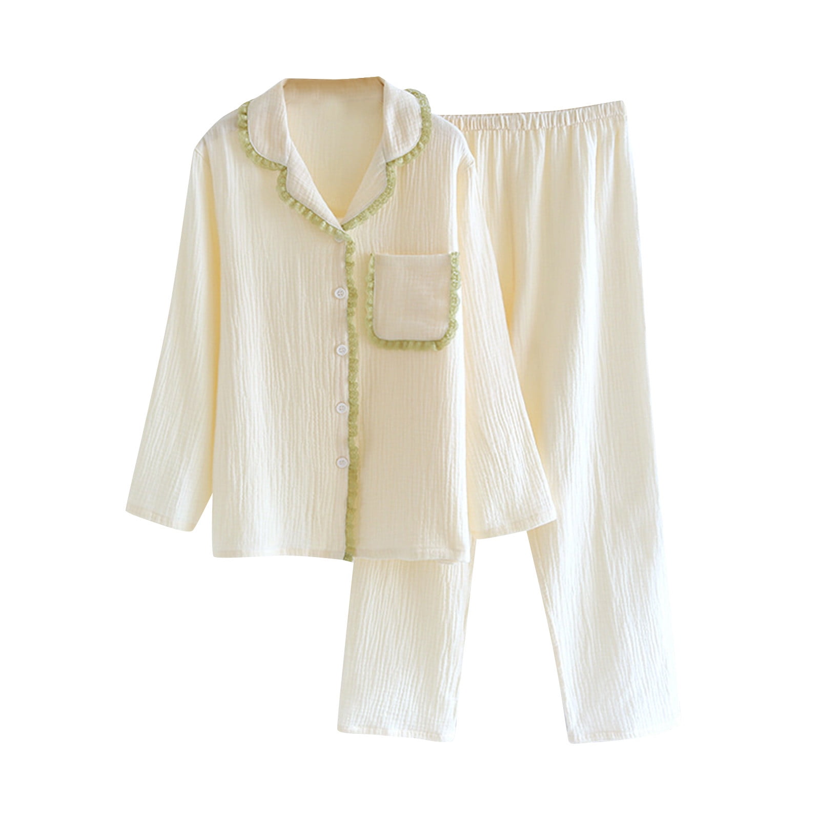 Click here for Faiwad Womens Cotton Pajama Sets Long Sleeve Lapel... prices