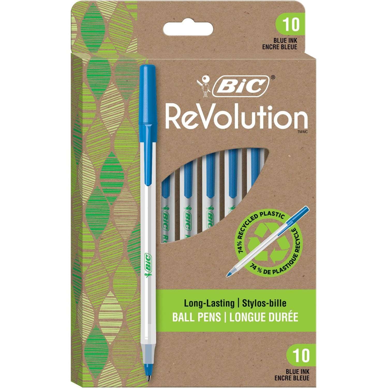 BIC ReVolution Round Stic Ball Pen, Medium Point (1.0 mm), 74% Recycled ...