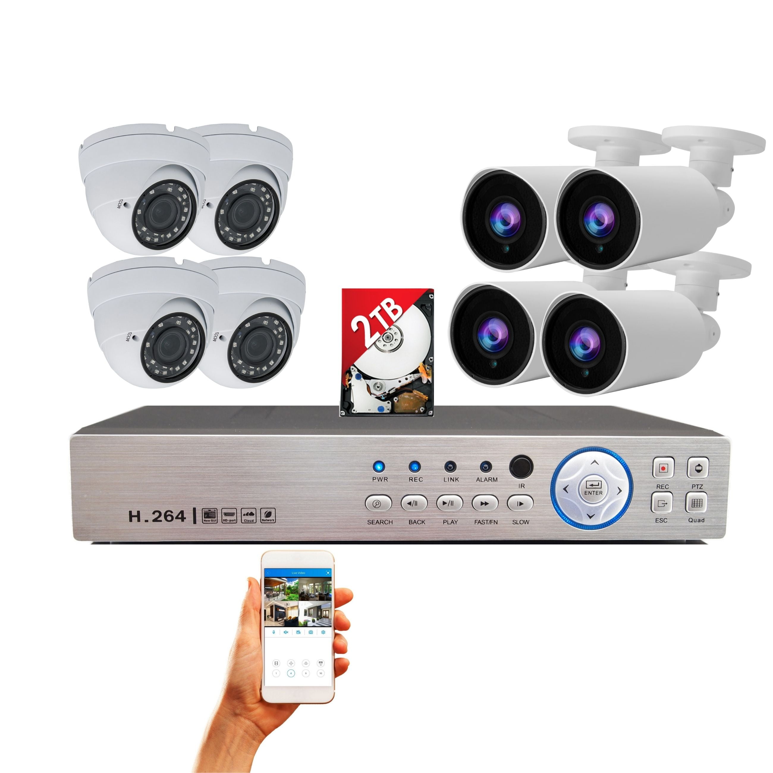 Evertech 8 Channel Security Surveillance System 2TB Hard Drive and High ...
