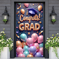 Gold Lettering Graduation Banner Colorful Balloons Congrats Grad ...