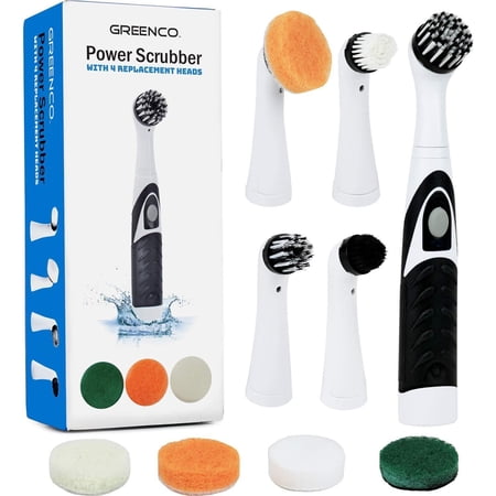 Greenco Electric Power Scrubber with 4 Replaceable Brush Attachment ...