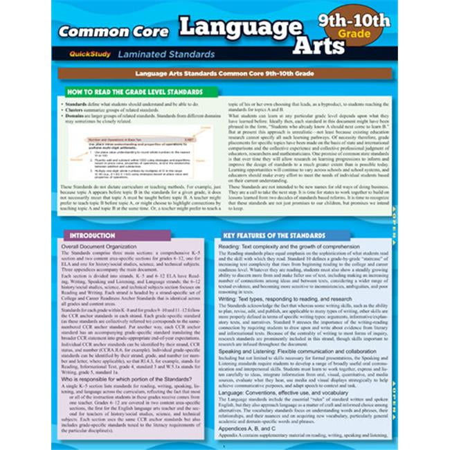 BarCharts CCSS - Language Arts 9th & 10th Grade - Walmart.com