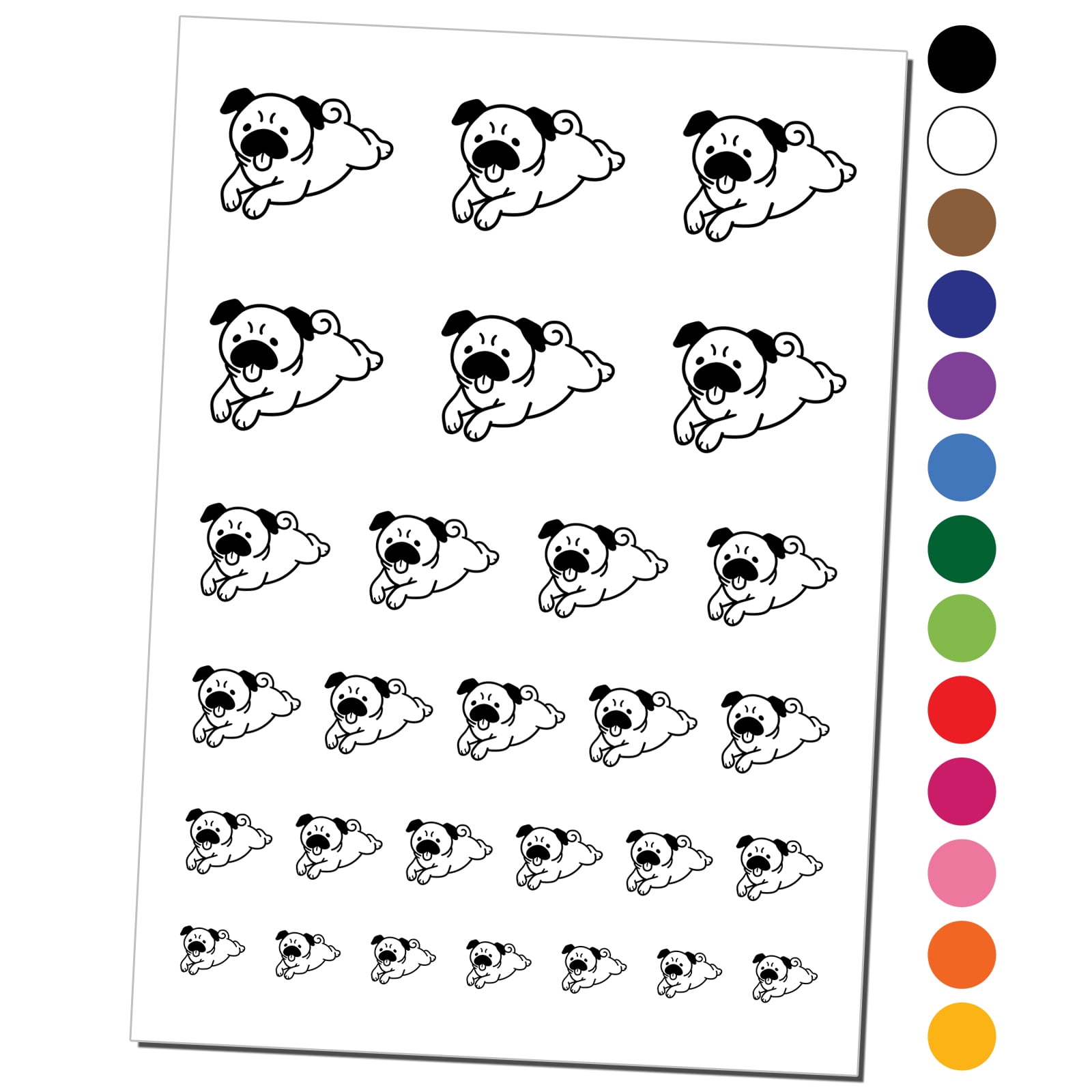 Pug Laying Down Dog Water Resistant Temporary Tattoo Set Fake Body Art ...