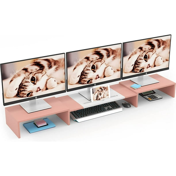 WESTREE Triple Dual Monitor Stand Riser, 56" Extra Long Monitor Stand ...