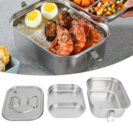 Wchiuoe Divided Lunch Box,School Office 304 Stainless Steel Double ...