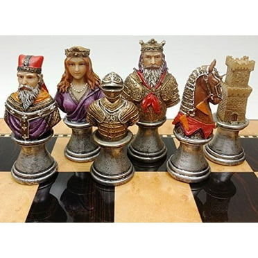 Ebros King Arthur Morgan Merlin Dragons Hand Painted Chess Pieces Glass ...