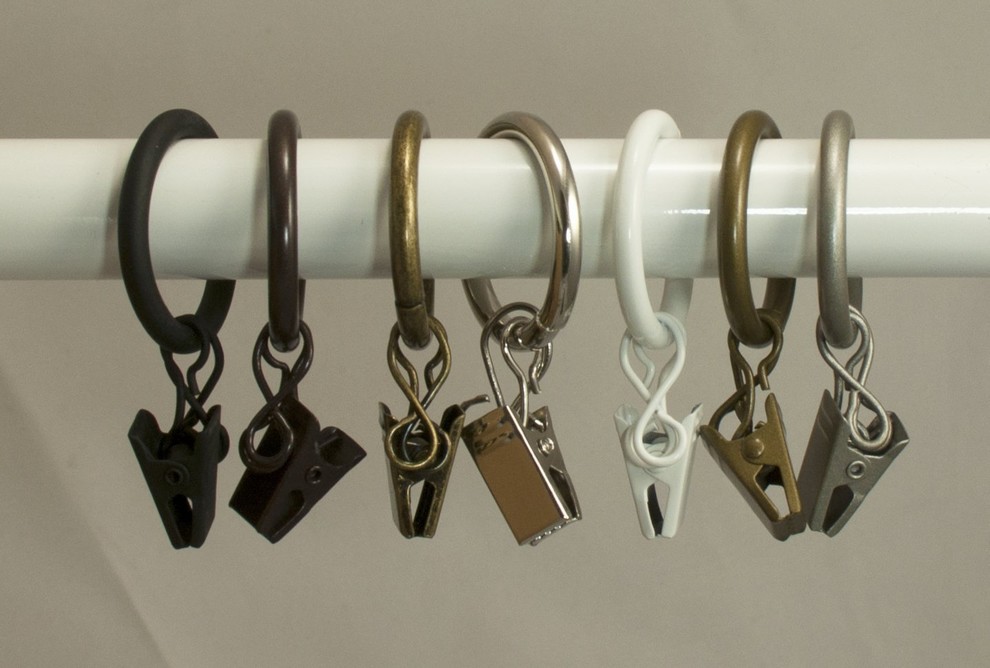 Urbanest Set of 20 1-inch Metal Curtain Rings with Clips and Eyelets ...