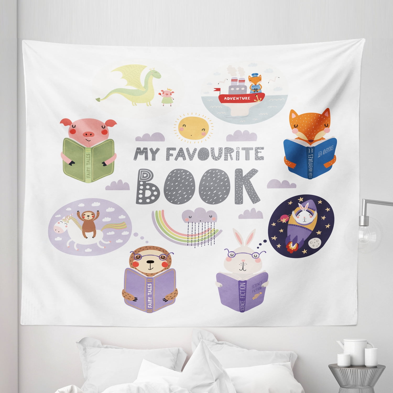 Reading Saying Tapestry, Animals Fantasy World Hidden in the Books ...