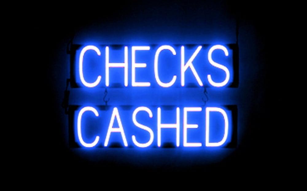 SpellBrite CHECKS CASHED LED Sign for Business. 24.1" x 15.0" Blue ...
