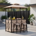 Demi Bonn 6.5 ft x 4 ft x 8 ft Outdoor Grill Gazebo Set with Brown ...
