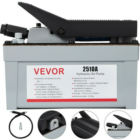 VEVOR 2510A Air Powered Hydraulic Pump 10,000 PSI Quick Power Air Foot ...