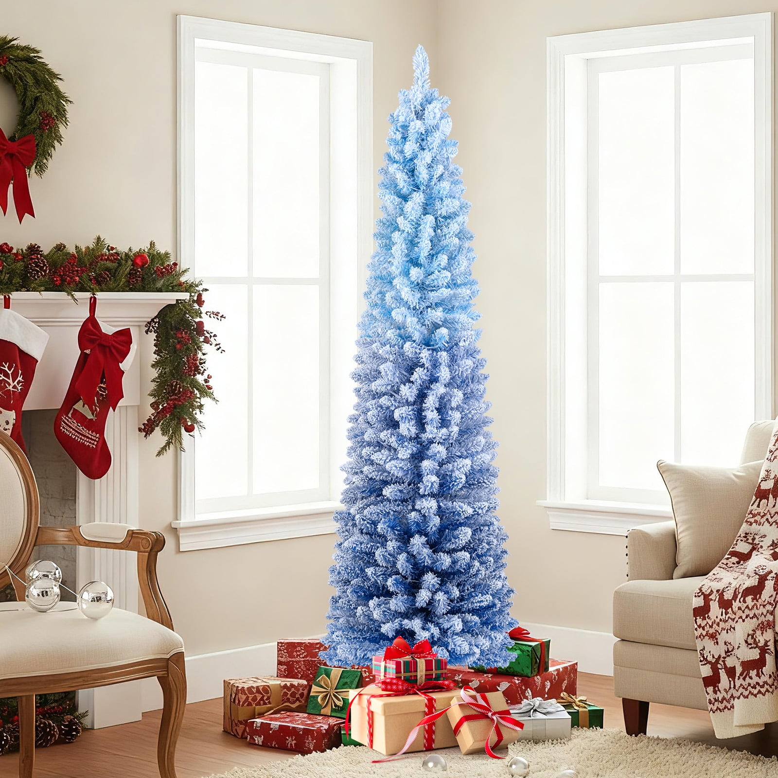 Click here for Gymax 6 Ft Snow-Flocked Artificial Christmas Tree... prices